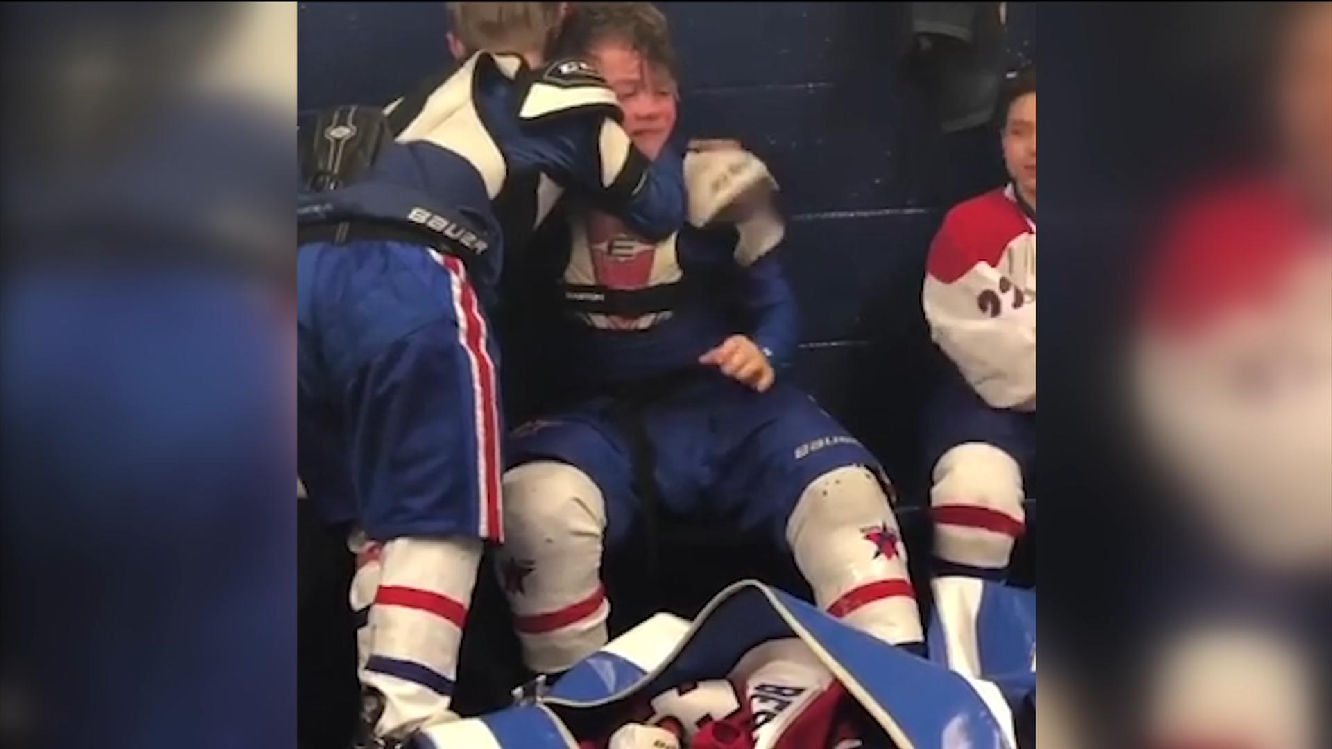 Kid hockey player makes emotional post-game speech, video goes viral