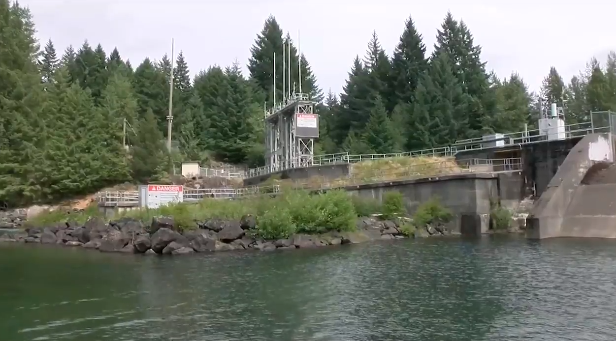 Record-low water levels in the Campbell River reservoir