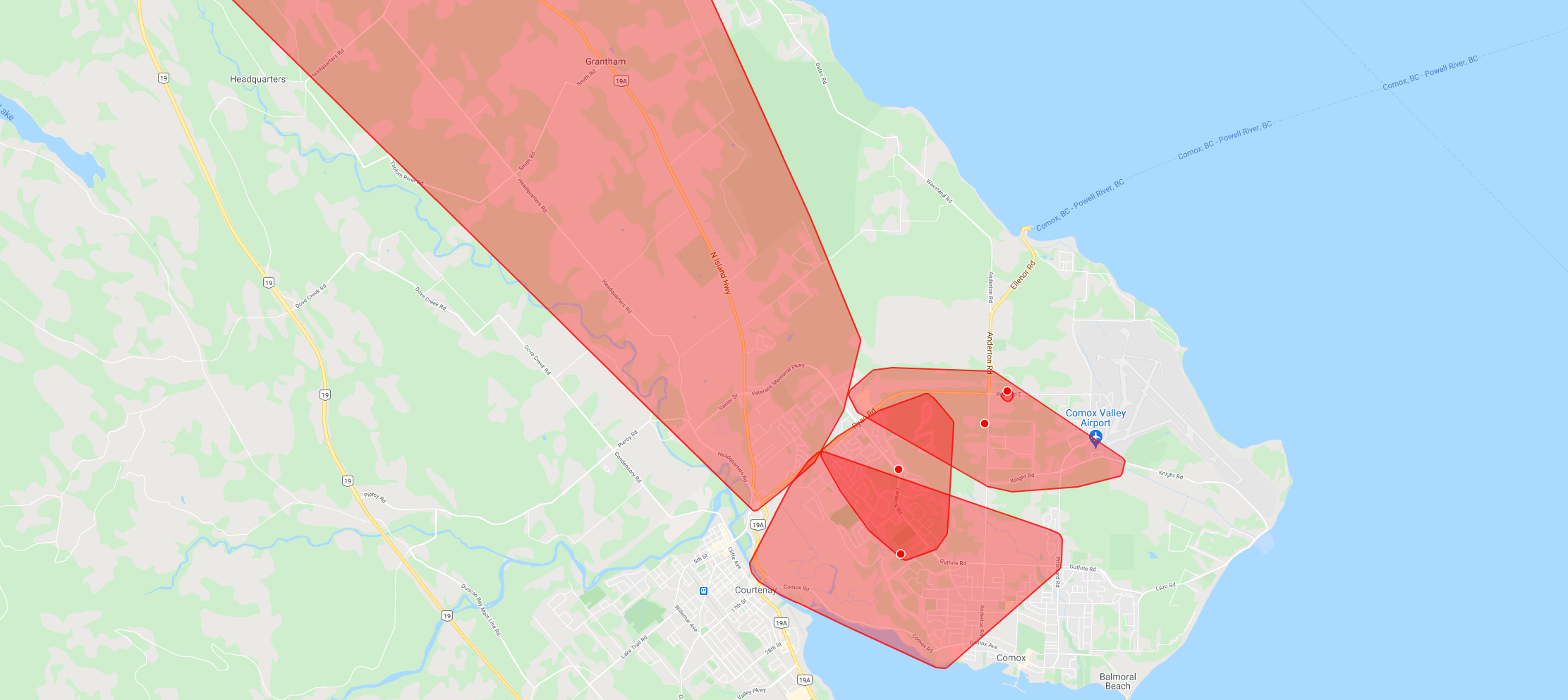 Nearly 10,000 without power resulting from substation fault near Courtenay