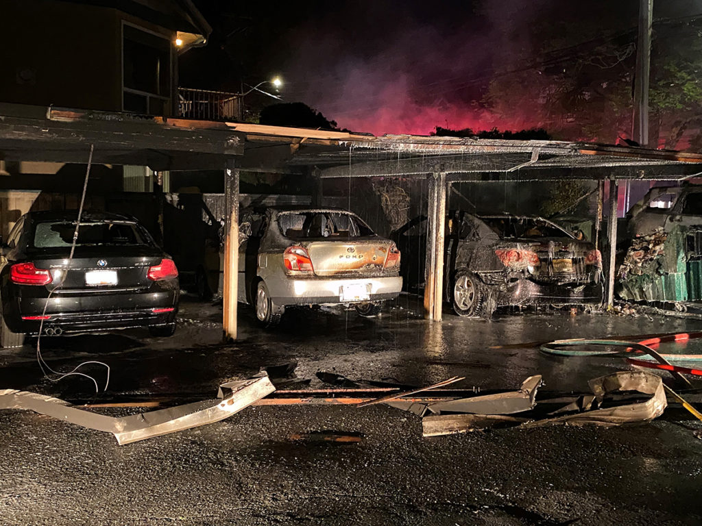 Cars damaged after James Bay dumpster fire spreads; police ...