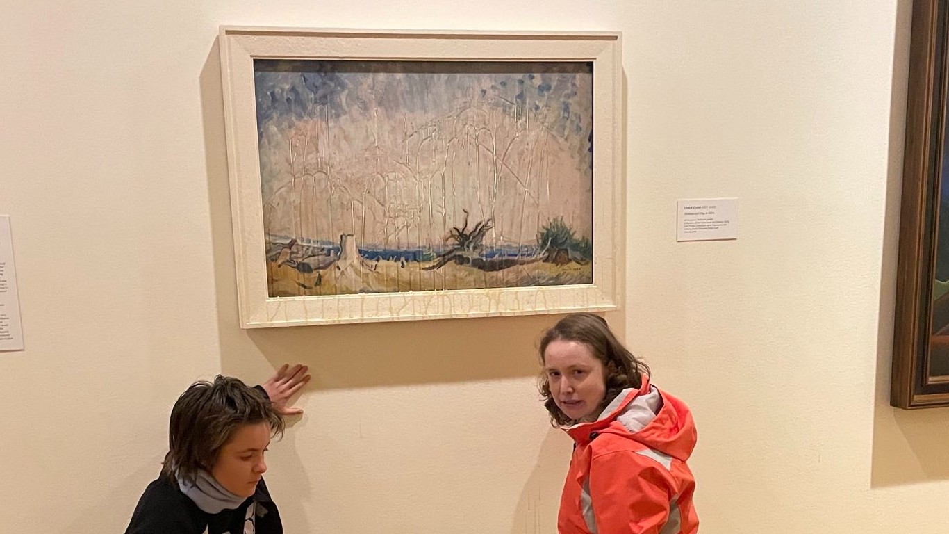 Activists throw maple syrup at Emily Carr painting at Vancouver art ...