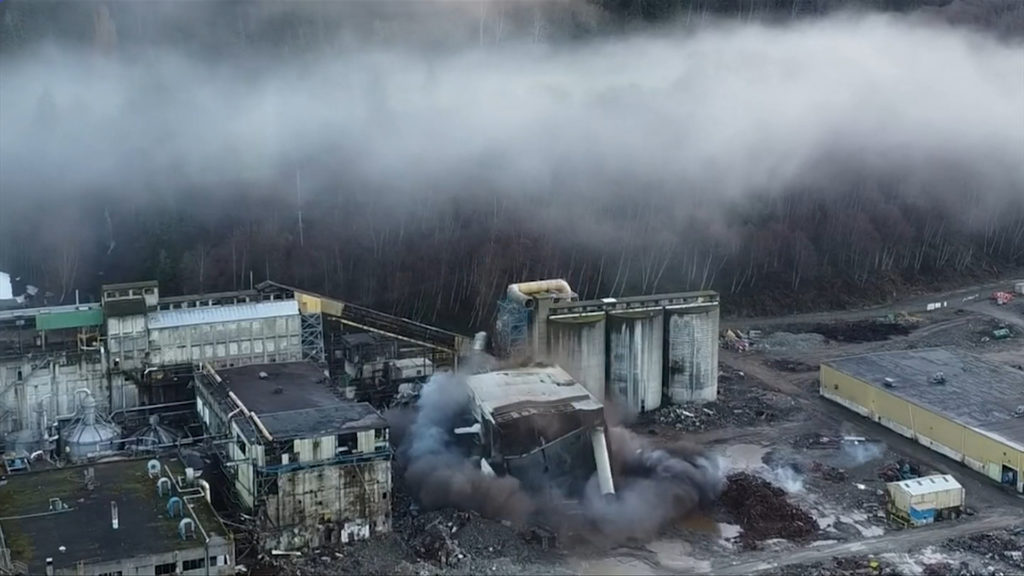 Boiler demolished at old Port Alice pulp mill as village eyes new industry