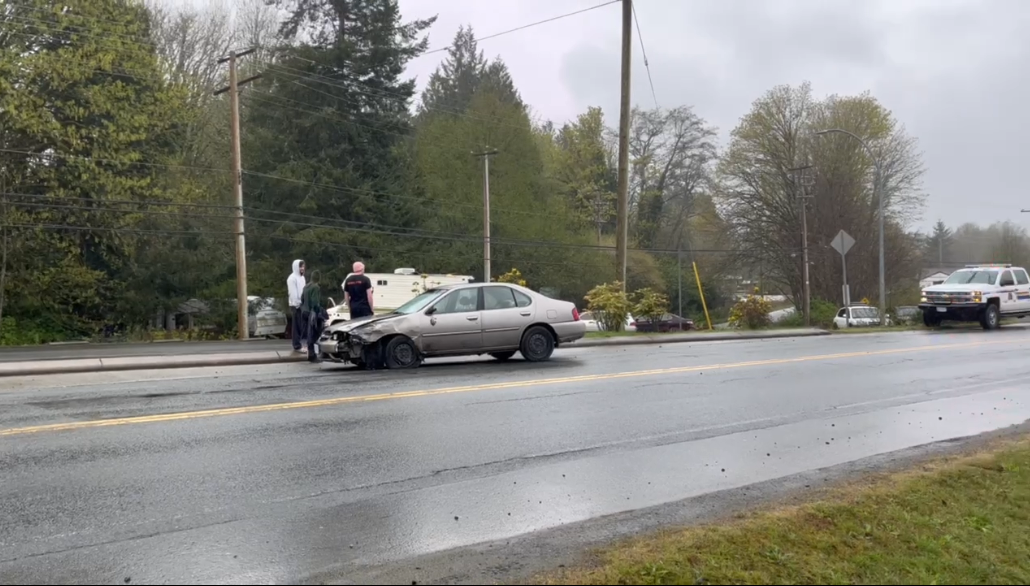 Crash near Sooke's park-and-ride puts vehicle onto road barrier