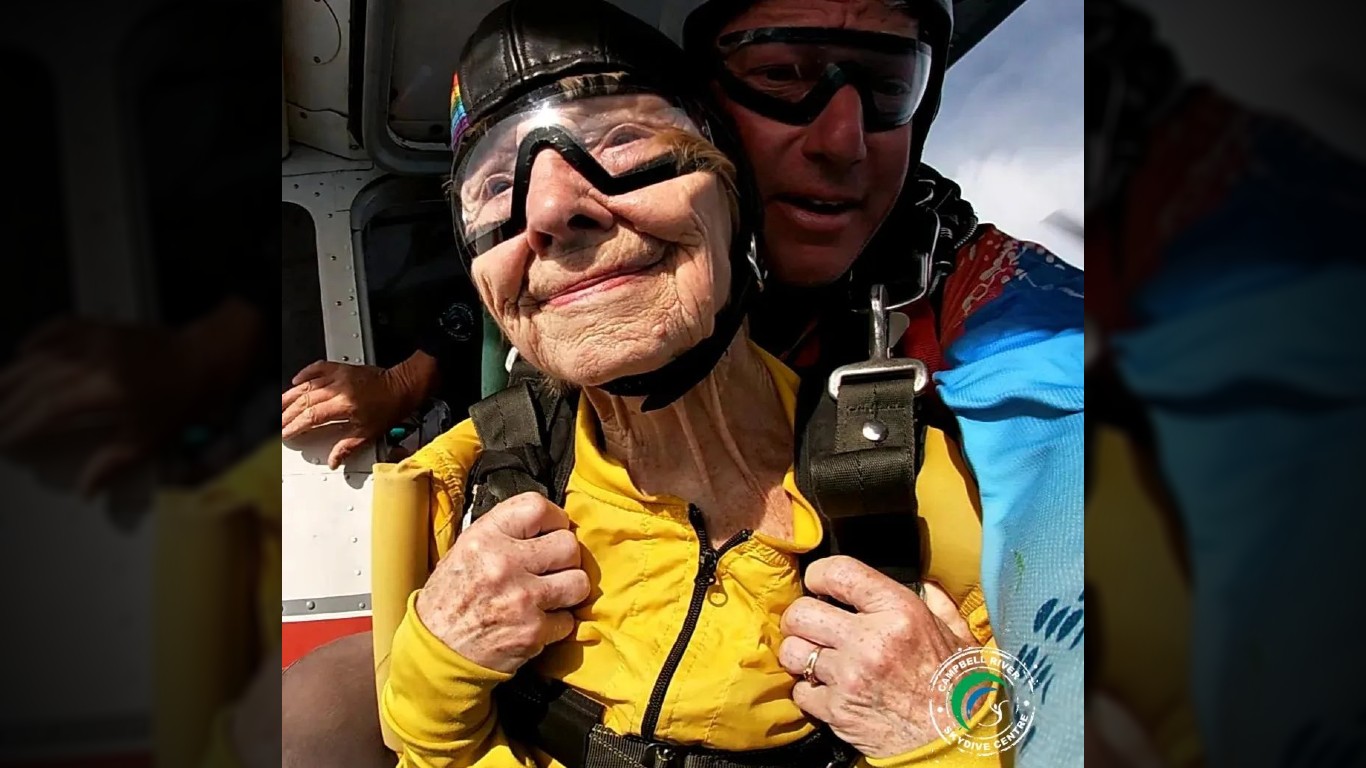 Island grandma, 90, celebrates birthday skydiving with granddaughter