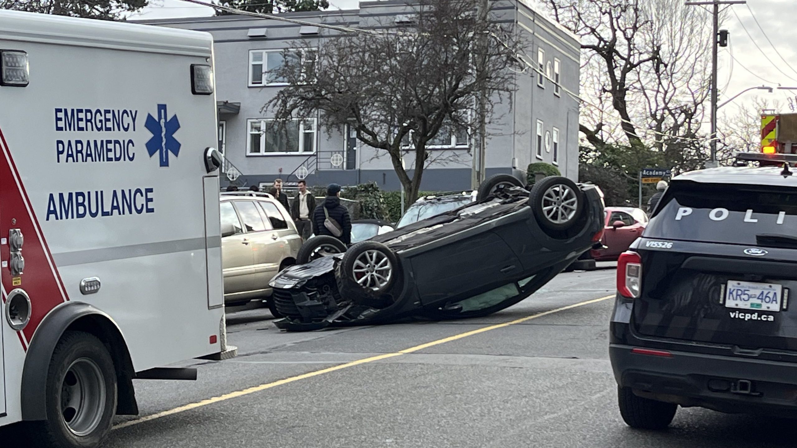 Four cars damaged in dramatic rollover crash in Victoria